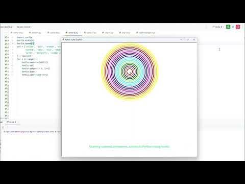 Drawing colored concentric circles in Python using turtle. - YouTube