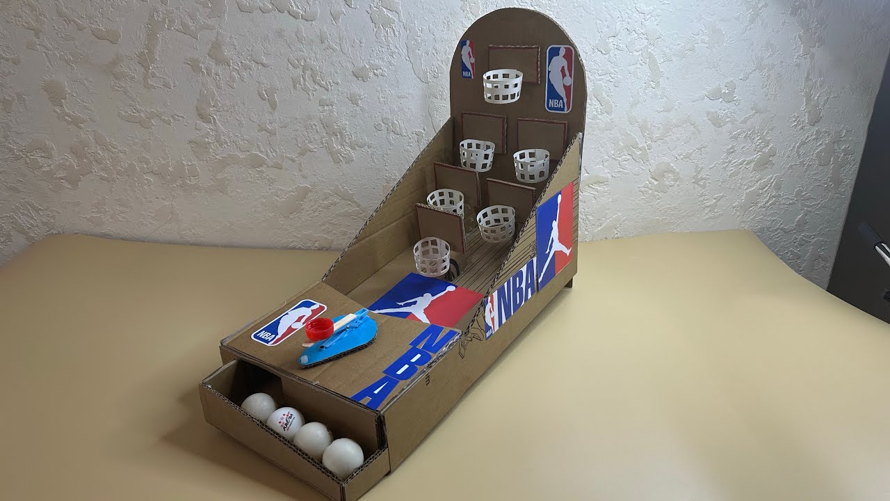 DIY Cardboard Basketball Arcade Game 🏀 | Mini NBA Machine - YouTube