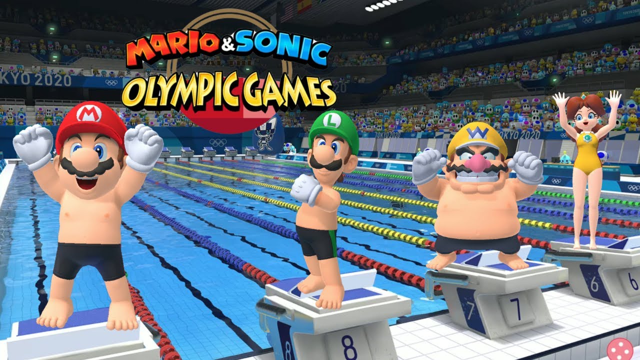 Swimming 100m Hard Gameplay Mario & Sonic At The Olympic Games Tokyo ...