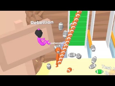 bridge race gameplay with throwing pink enemy - YouTube