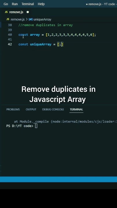 Remove Duplicates In Javascript Array Shorts Javascript Array Sto