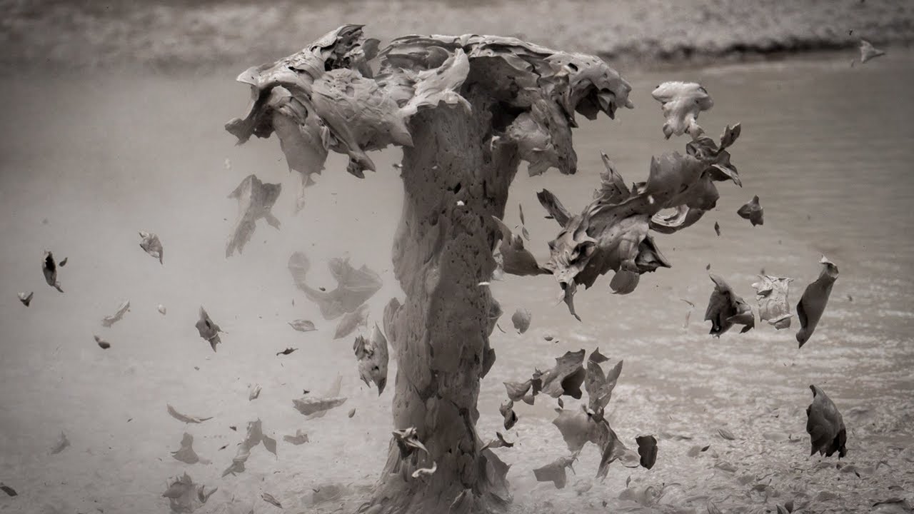 Superheated mud eruption hits camera - YouTube