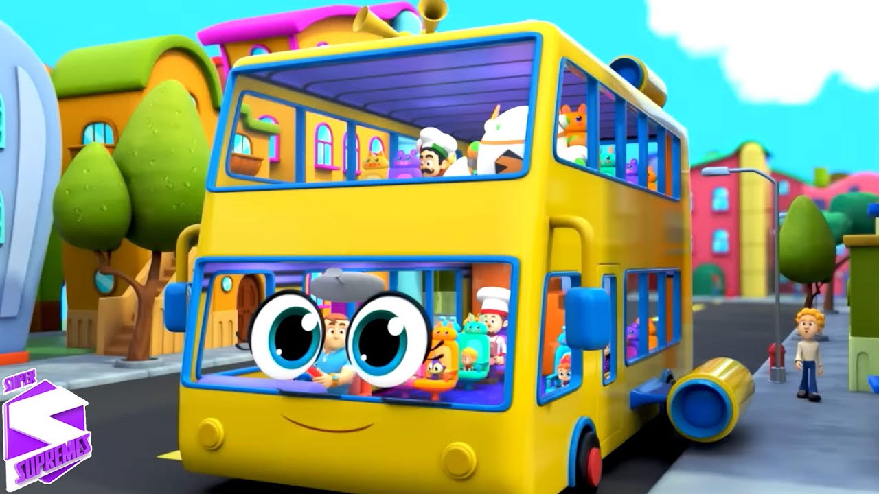 Wheels On The Bus - Yellow, School Bus and Vehicle Song for Babies ...