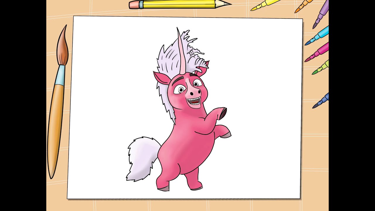 How to draw Thelma the Unicorn in her famous pose. - YouTube