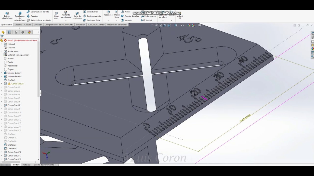 Graduación o escala de regla en #SolidWorks - YouTube
