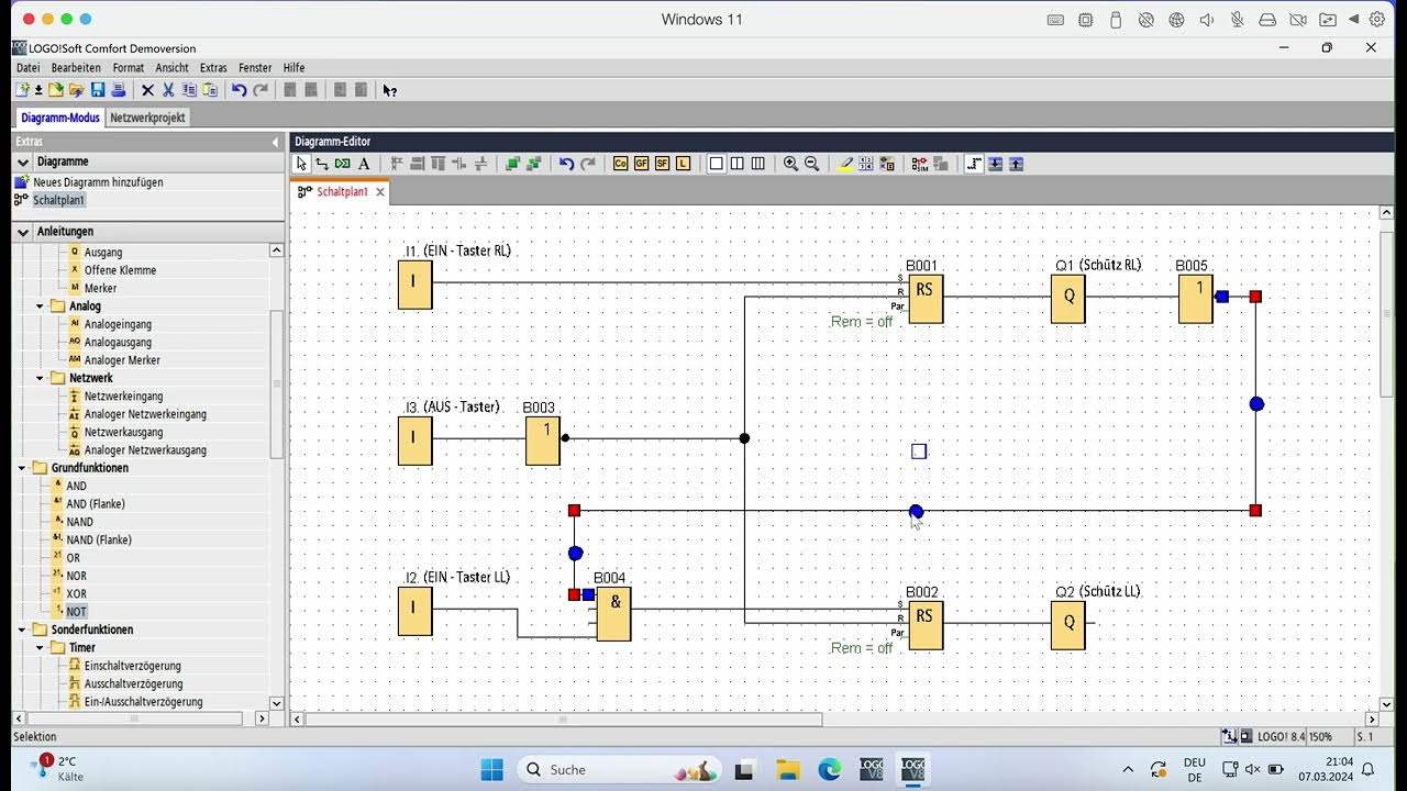 Wendeschützschaltung mit indirekter Umschaltung mit der Siemens Logo! - YouTube