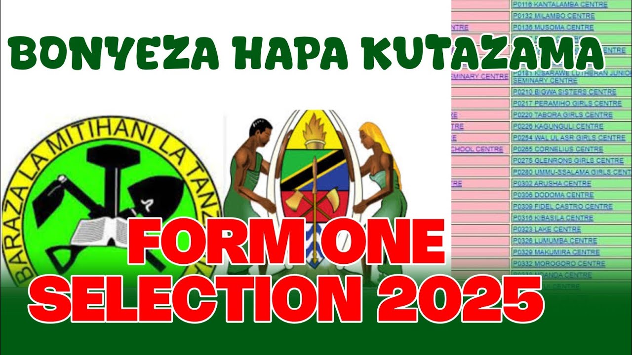 FORM ONE SELECTION 2025, SHULE WALIZOPANGIWA KIDATO CHA KWANZA 2025 ...