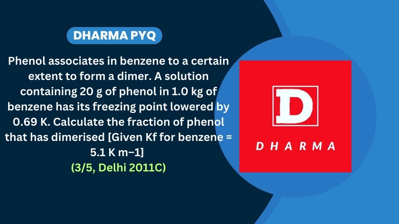 Phenol associates in benzene to a certain extent to form a dimer. A ...