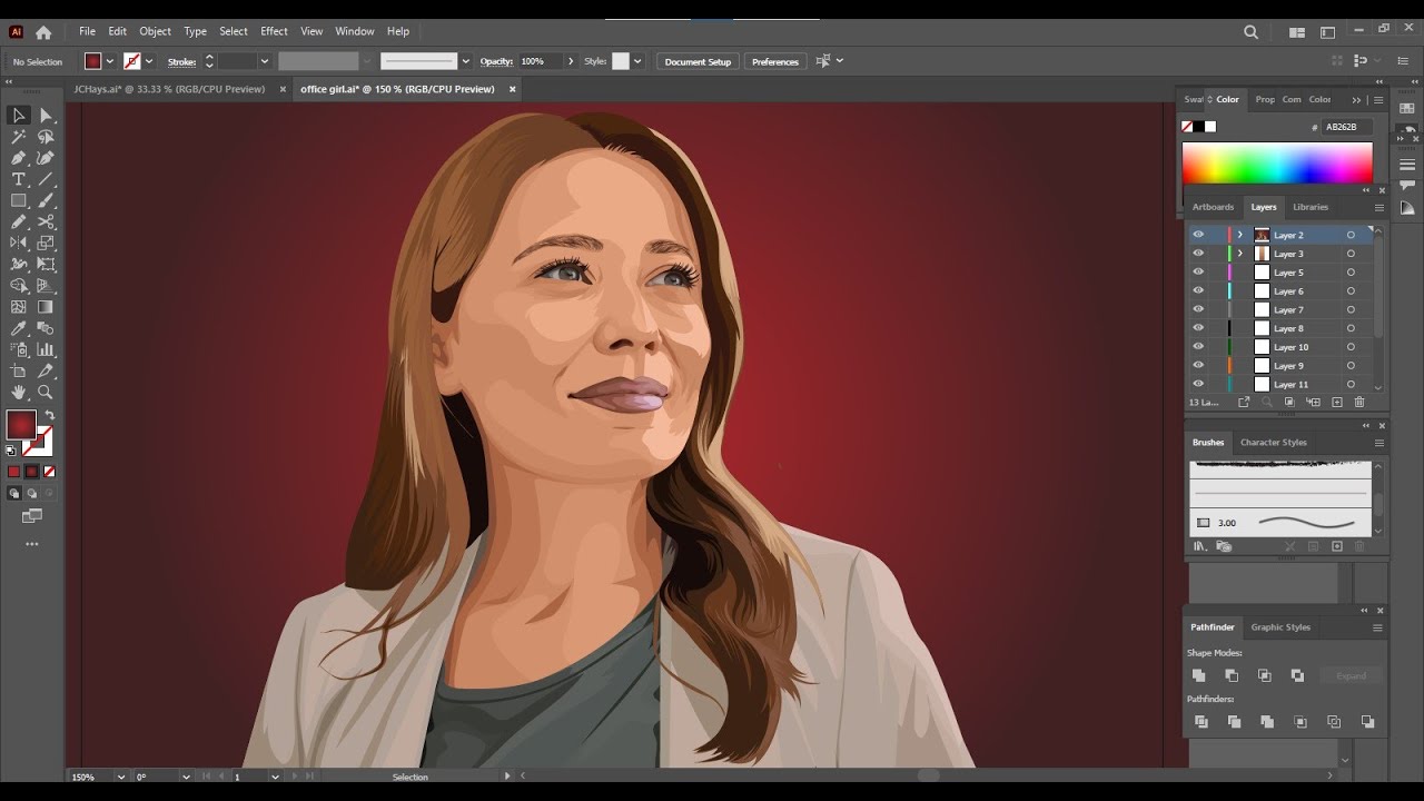 Cartoon Portrait Of Beautiful Girl ( Adobe Illustrator ) - YouTube