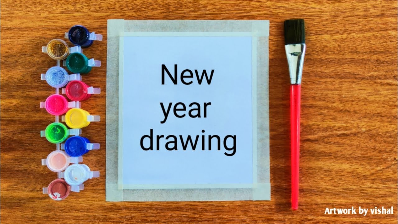 Happy New Year 2024 Drawing, Easy new year painting for beginners ...