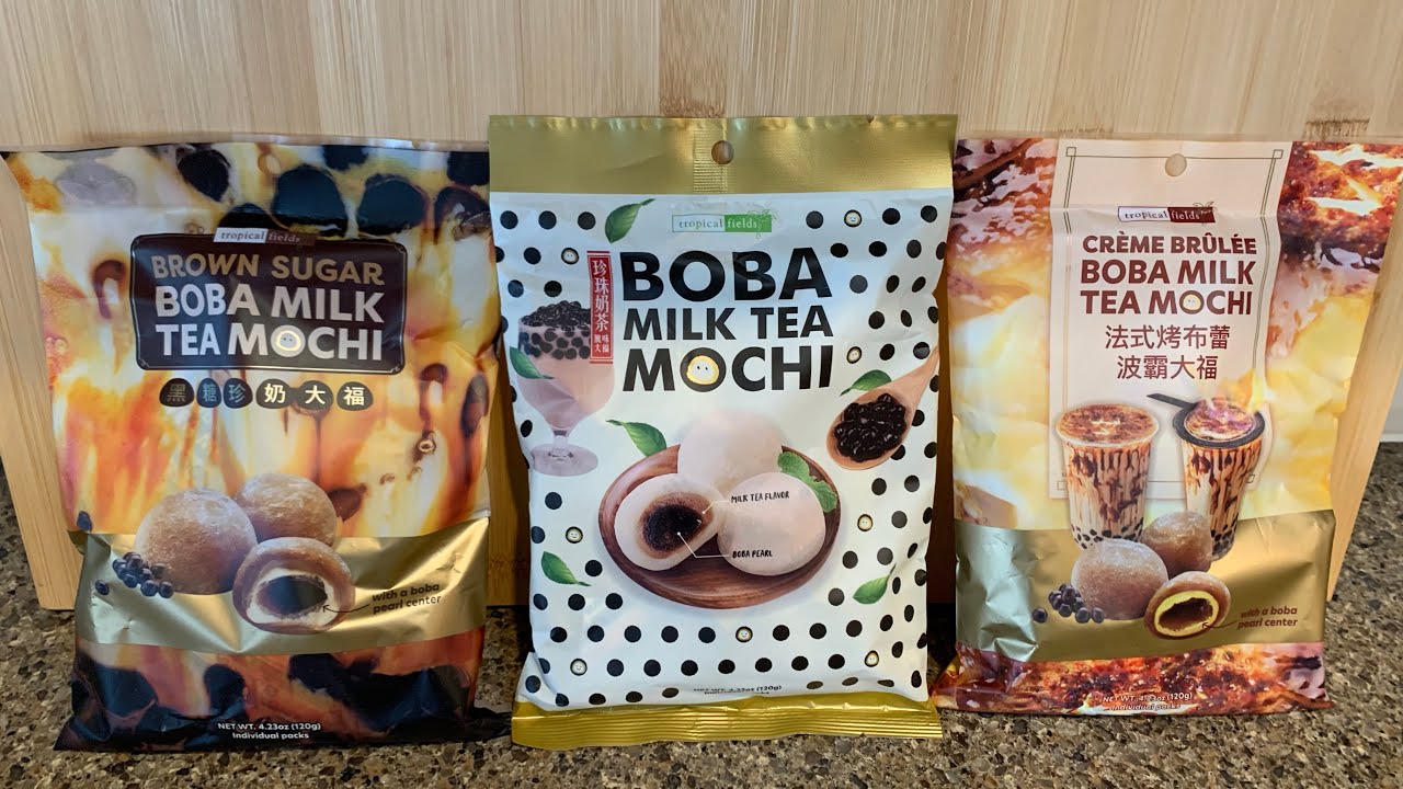 Costco Boba Milk Tea Mochi Snacks Taste Test - YouTube