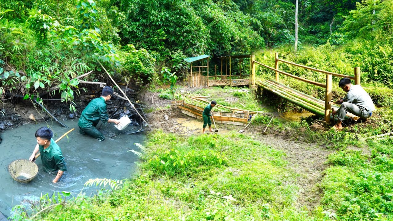Full Video: 8 Days Digging A Pond, Building A Bridge, Catching Fish In ...