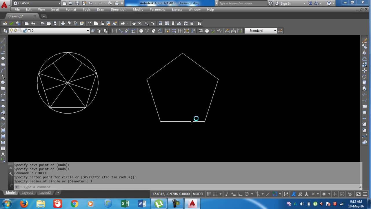 How to Draw a Polygon in Autocad 2015 Urdu/Hindi - YouTube