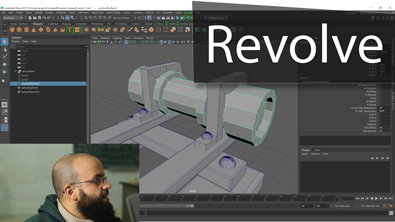 2.6 مايا - آلة شد ذراع المنجنيق الجزء الأول catapult winch modeling ...