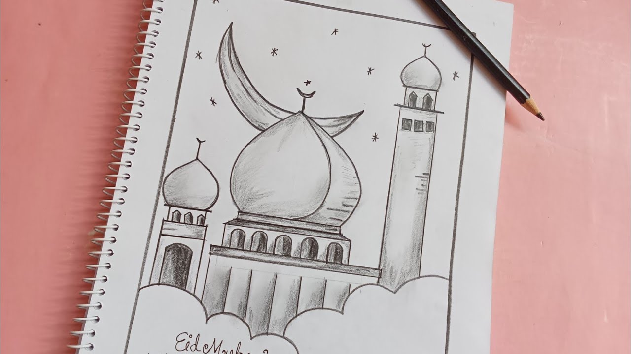 Eid card drawing tutorial! wish card for eid - YouTube