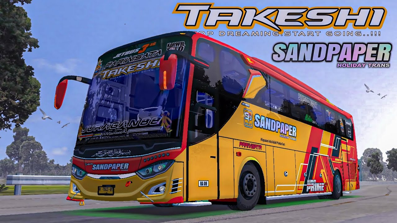 MOD BUSSID LIVERY SANDPAPER TAKESHI MOD JB3+ SINGLE GLASS FARID ...
