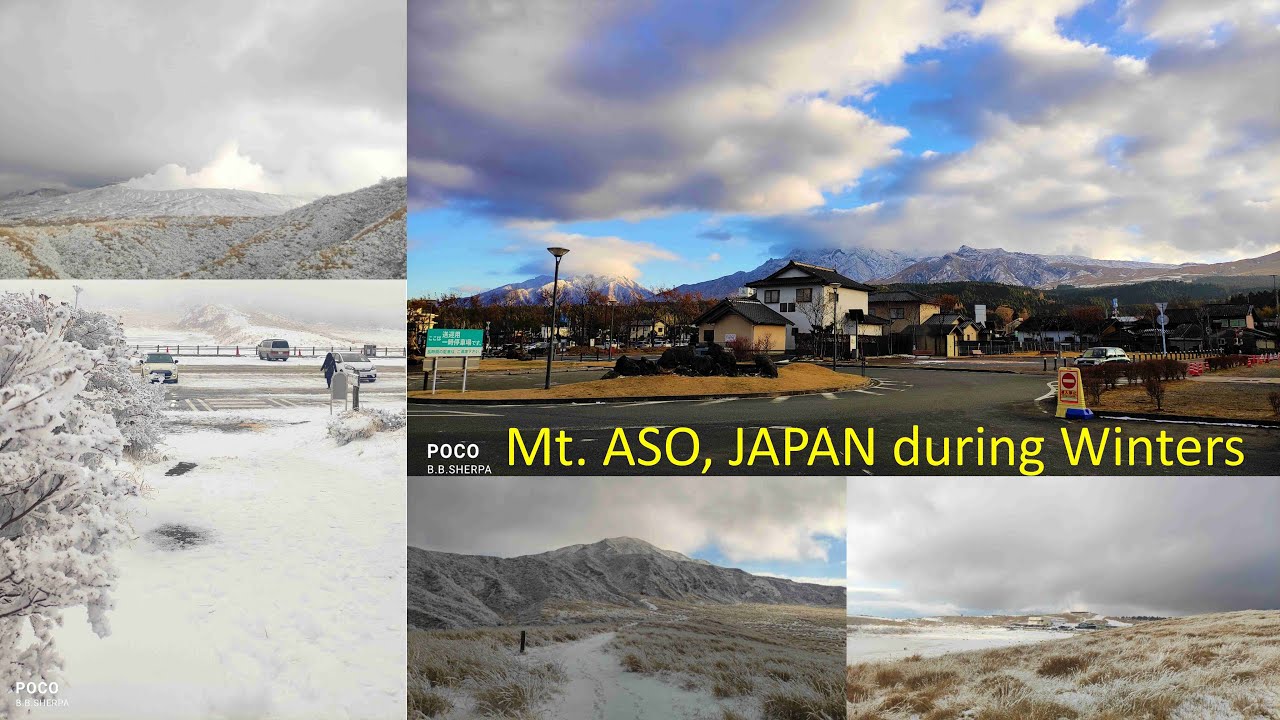 Seasons first snowfall in Mt. ASO, JAPAN || Active volcano || Winter ...