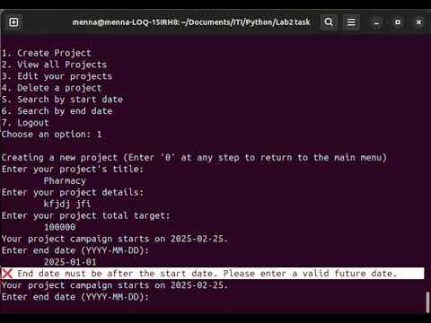 crowd-funding console application - YouTube