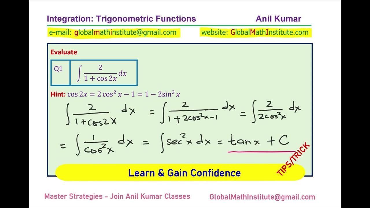 Integration with Trigonometric Functions cos2x Simplify Identities 3 Examples Indefinite ...