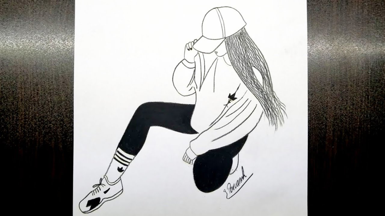 How to draw Rapper girl with long hair easy for beginners - YouTube