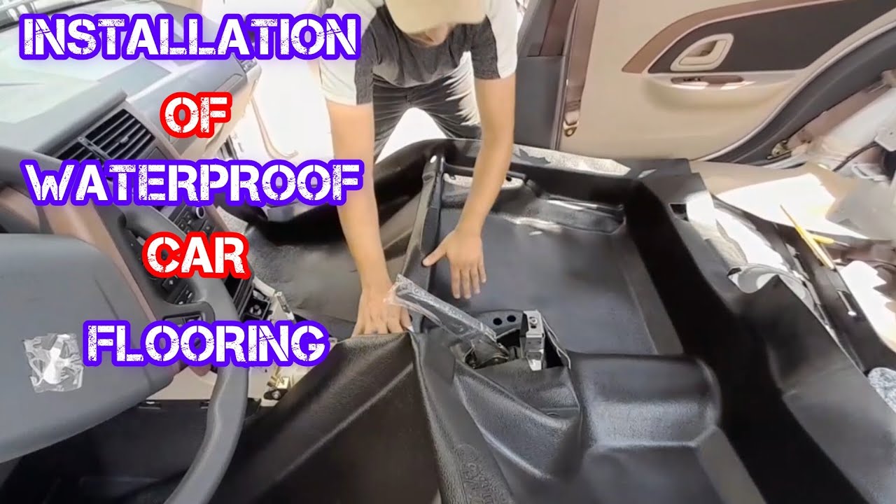 Installation of waterproof car flooring - YouTube