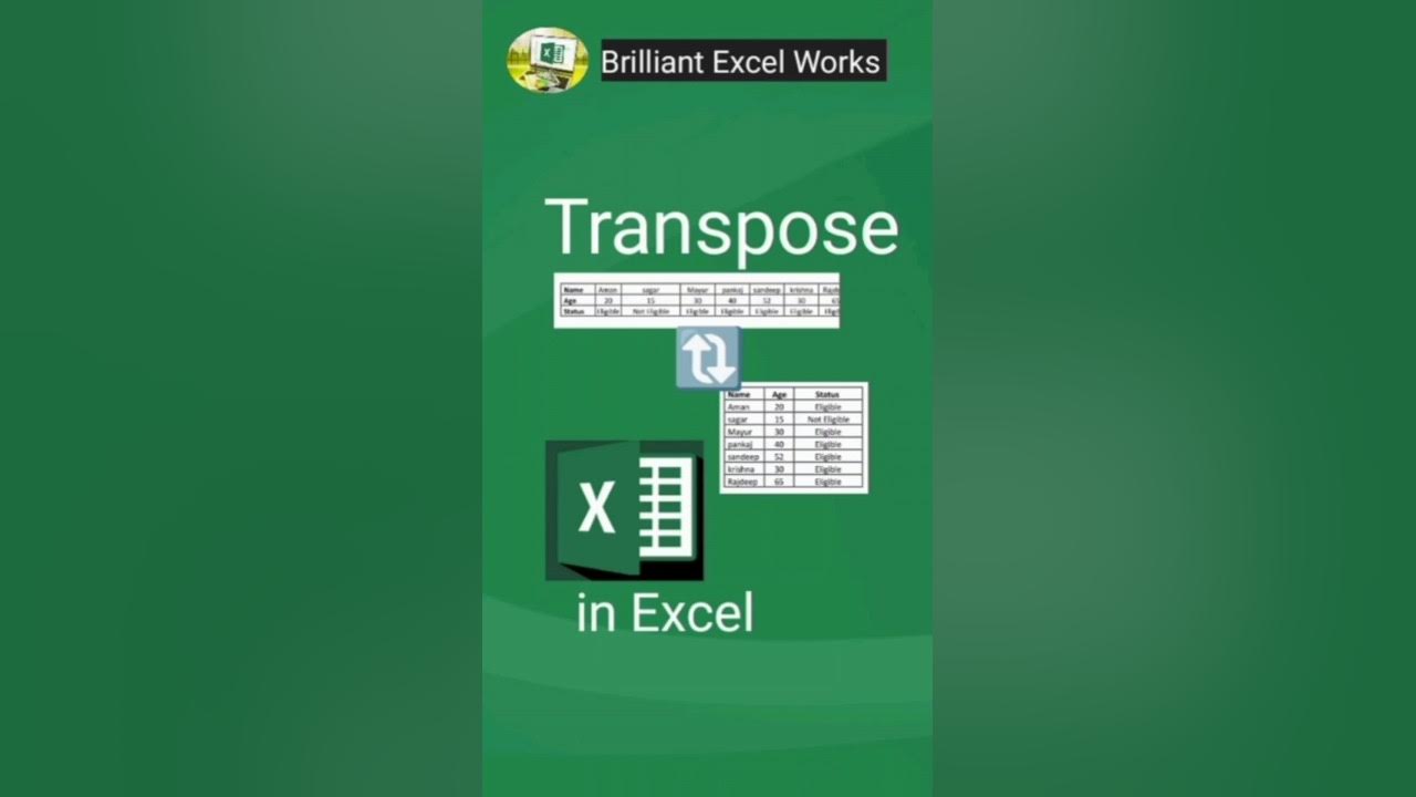 Transpose Function in Excel| #shorts #excel #tips - YouTube