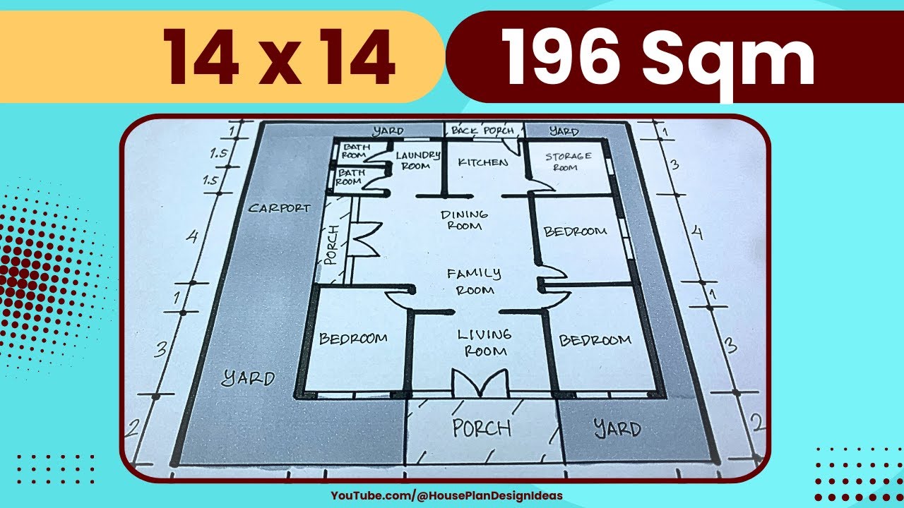 196 square meter House Plan Design 14x14 meters 3 Bedroom - YouTube