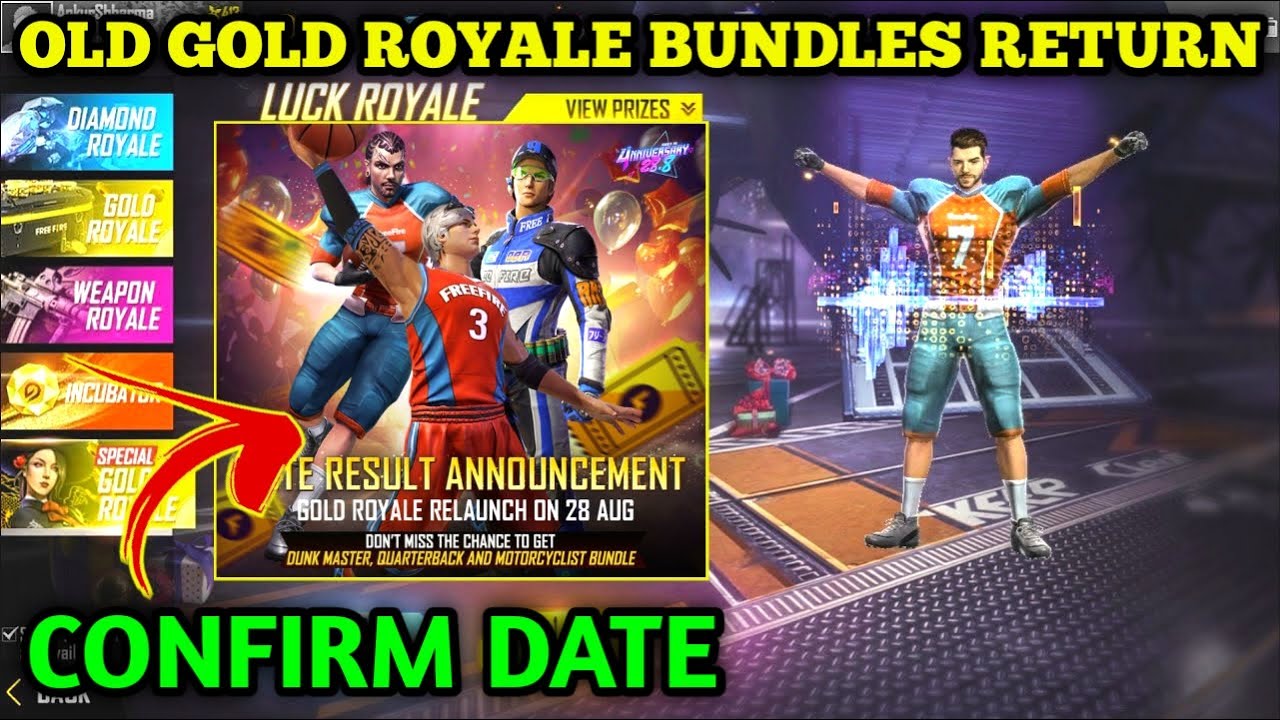 OLD GOLD ROYALE BUNDLE RETURN IN FREE FIRE || OLD GOLD ROYALE RETURN ...