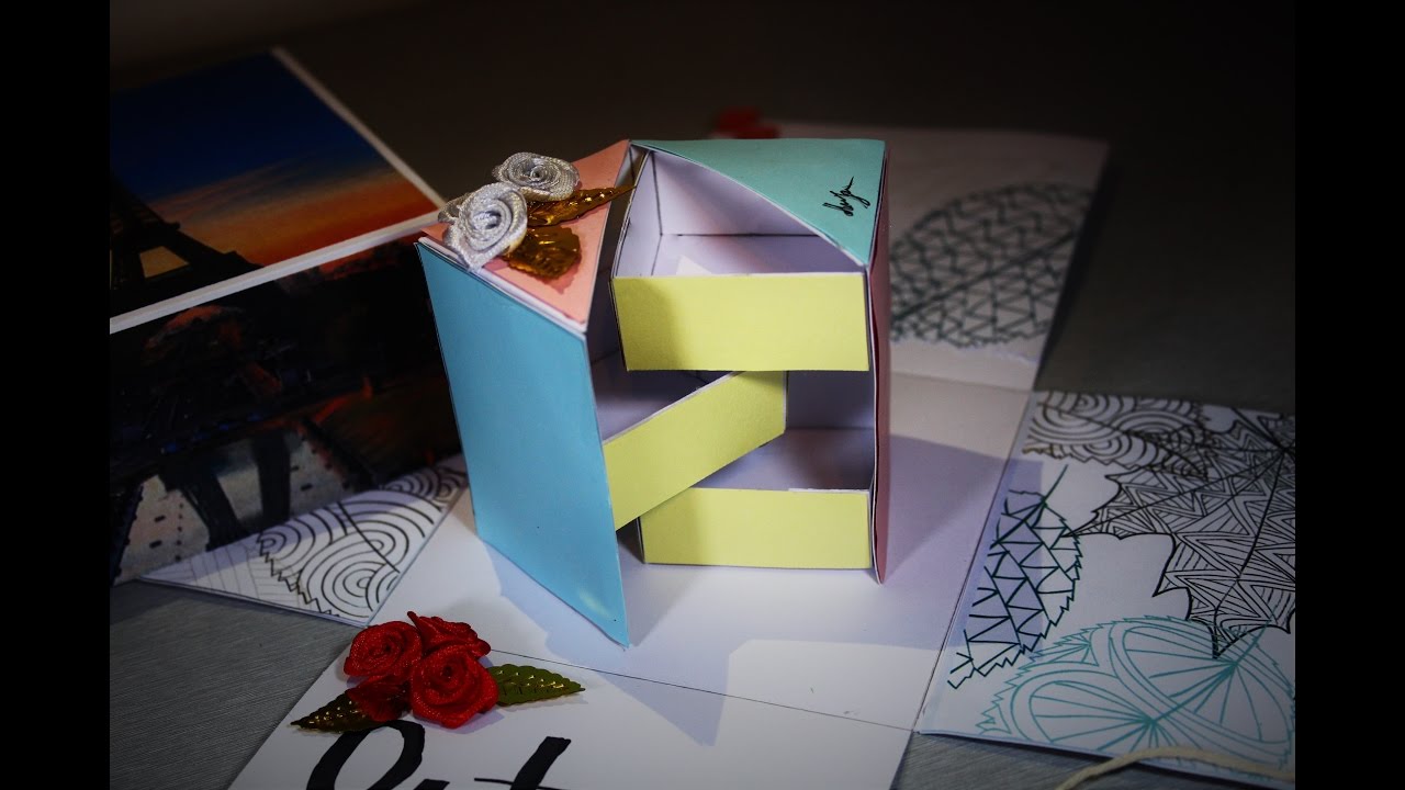 How to make - shelf box idea for exploding box card - YouTube