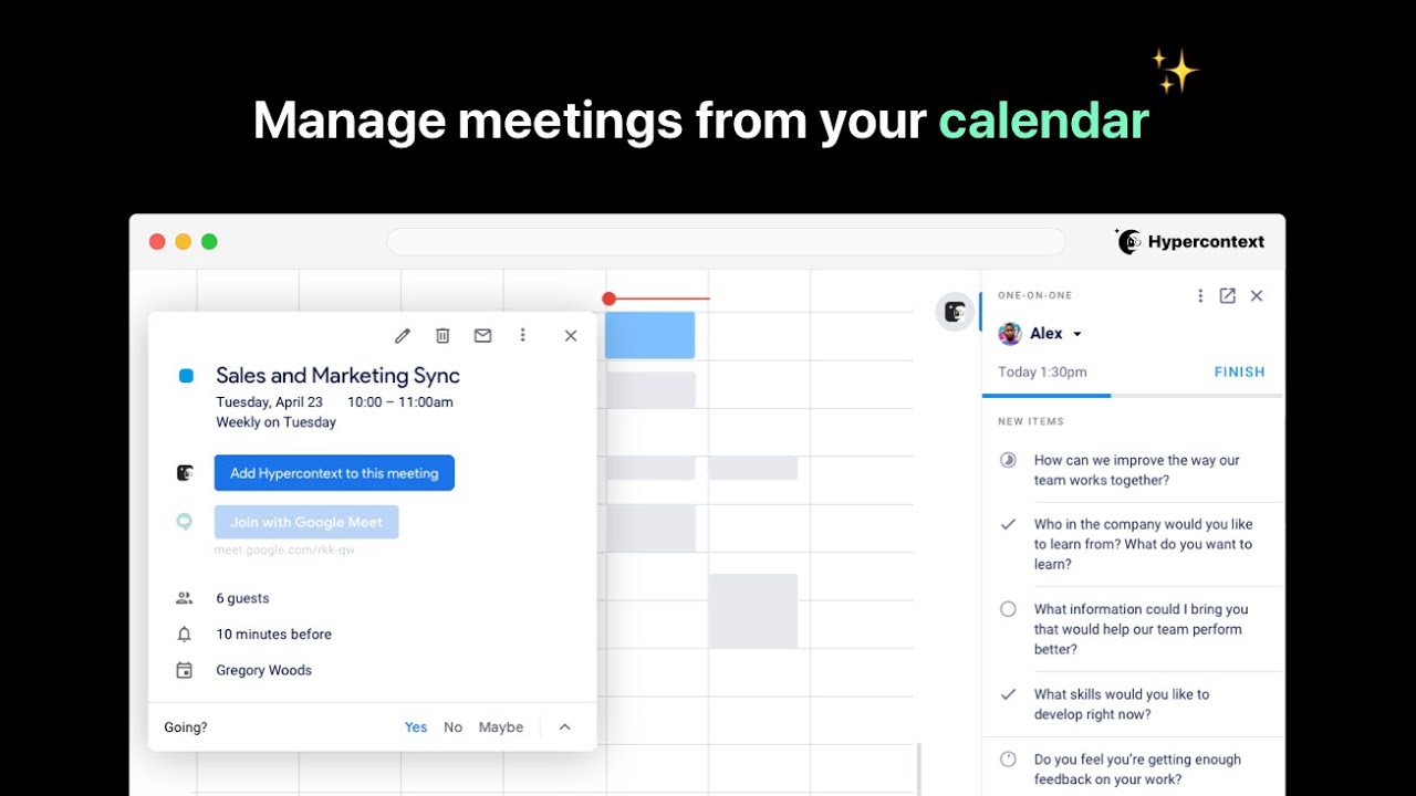 Manage meetings from your calendar with the Hypercontext Chrome Extension - YouTube