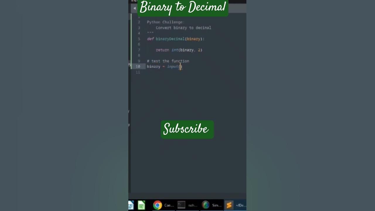 Python Challenge Convert Binary To Decimal Python Shorts Pythonchallenge Pythontutorial