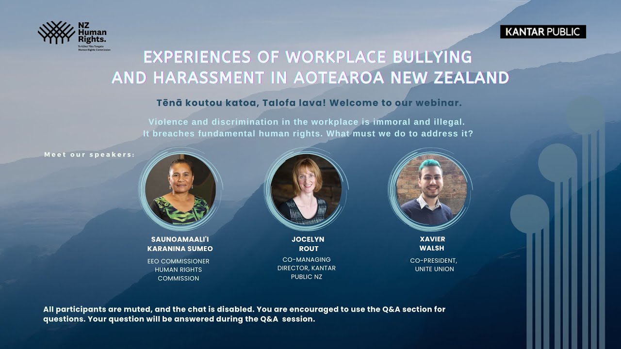 Experiences of Workplace Bullying and Harassment in Aotearoa New ...