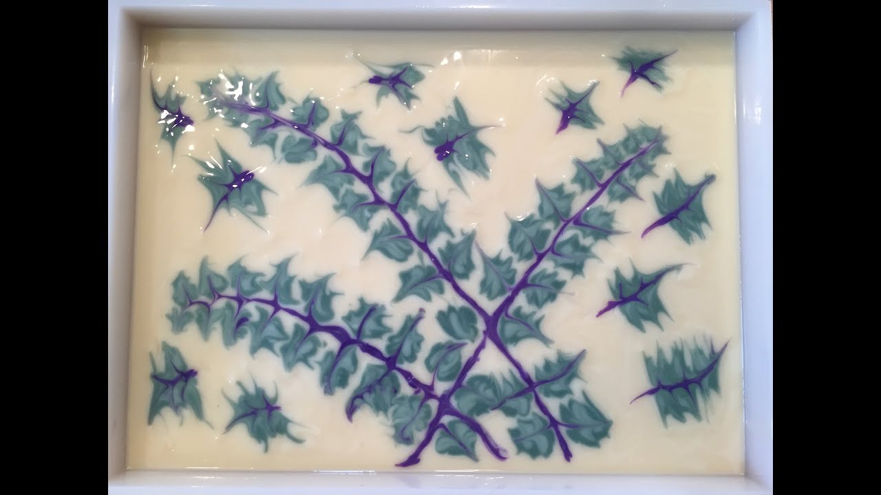 Ebru Inspired Painted Fern on Cold Process Soap - YouTube