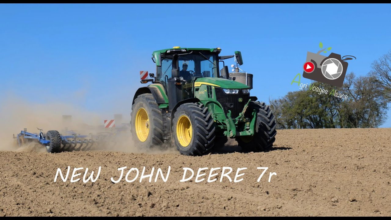 🟢🟡NEW JOHN DEERE 7r350💨à la préparation des terres à maïs🌽 - YouTube