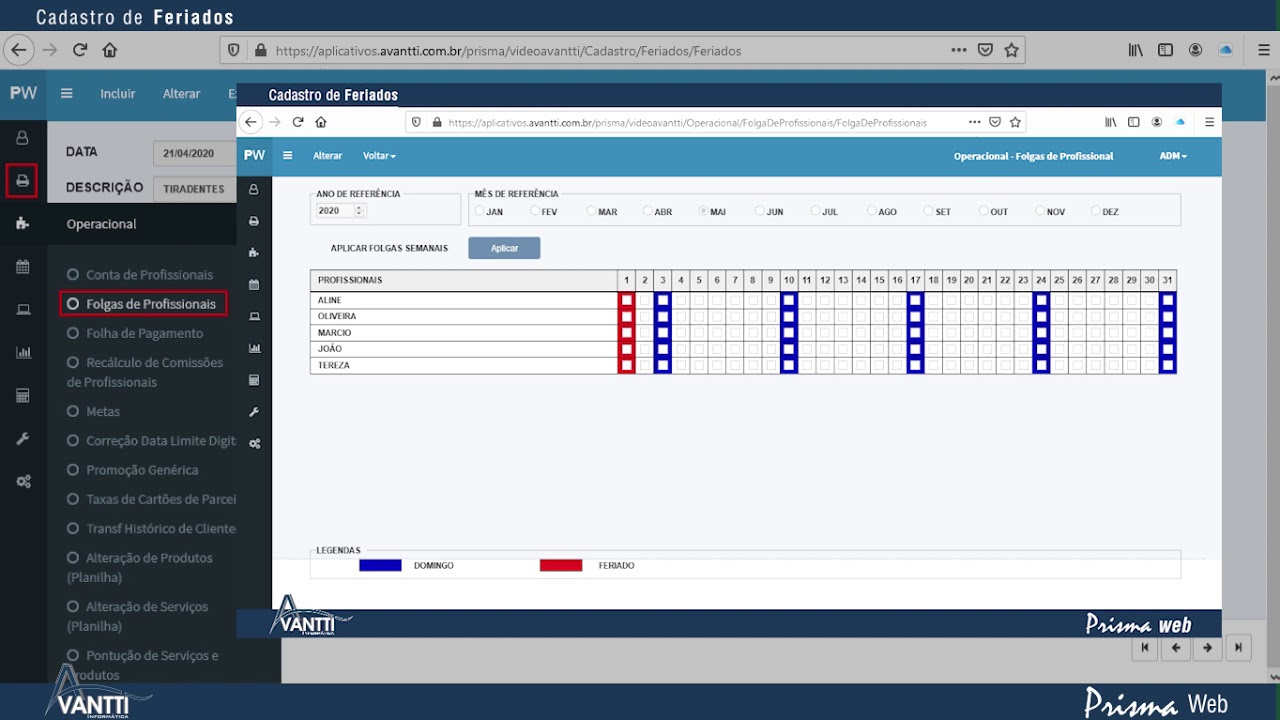 Prisma Web - Cadastro de Feriados - YouTube