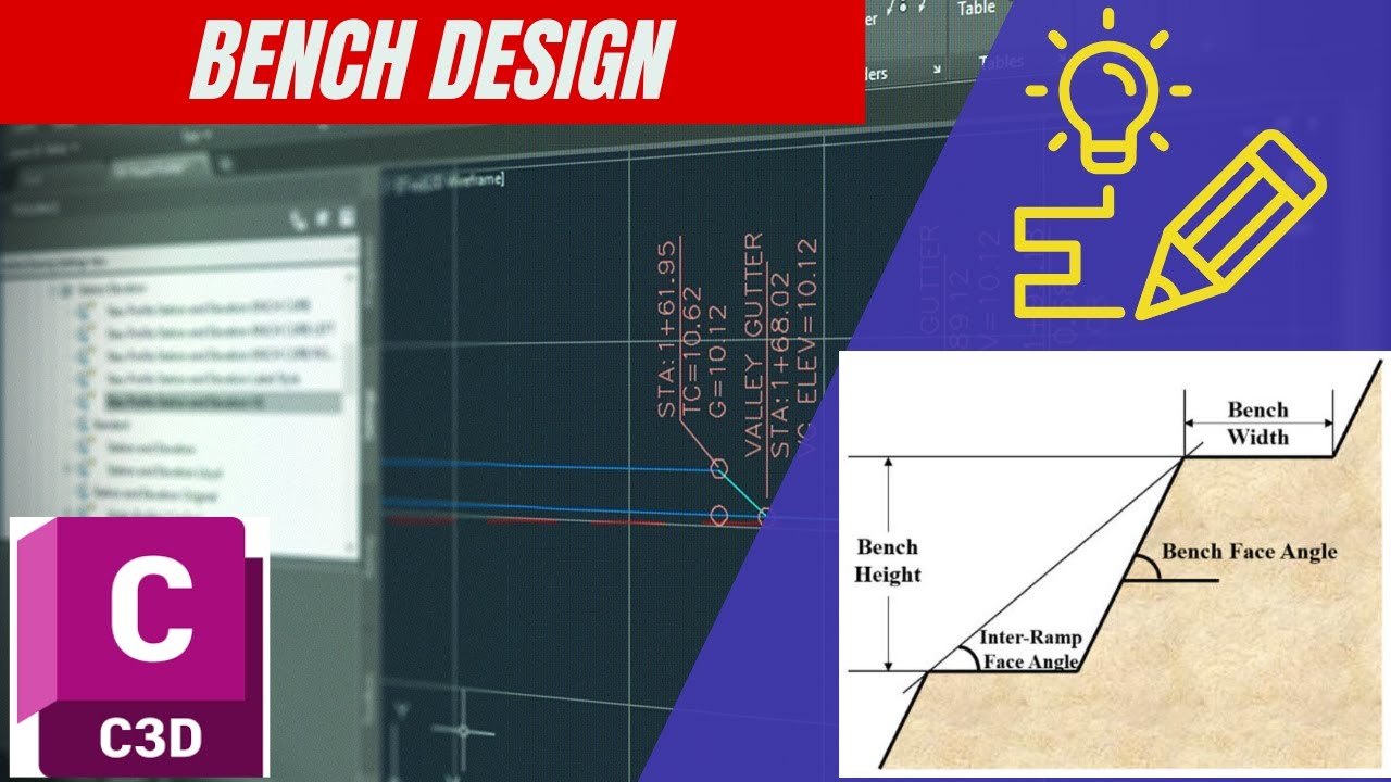 Design bench in highway by civil 3D - YouTube