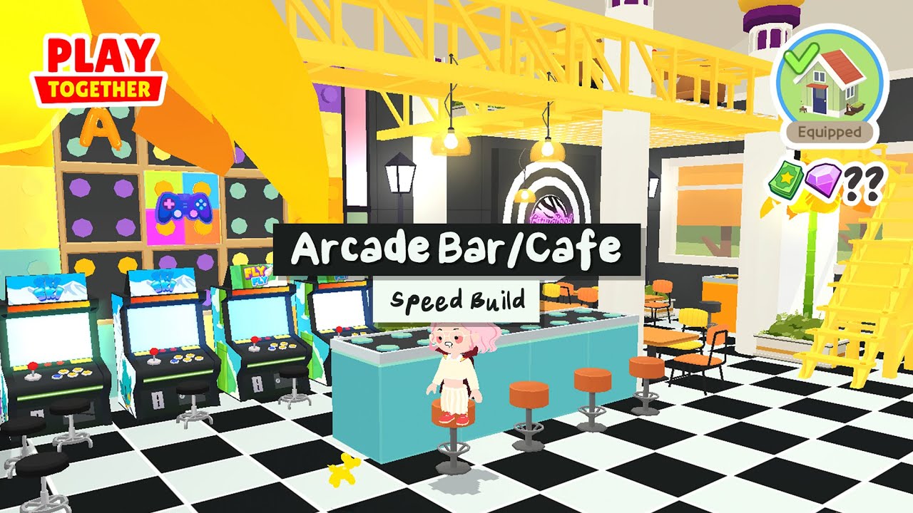 Arcade Bar and Cafe Speed Build | 7K Small House | Play Together - YouTube