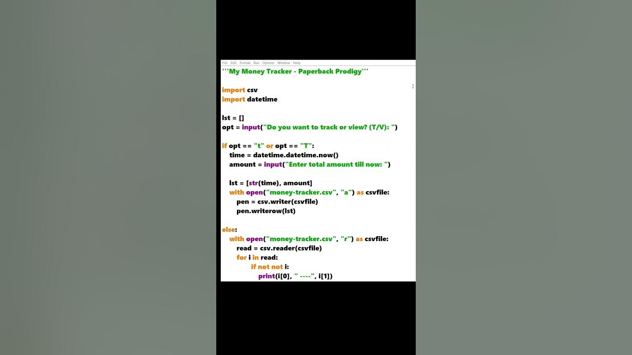 A new python program || Money Tracker || Paperback Prodigy #python #coding #learnpython # ...