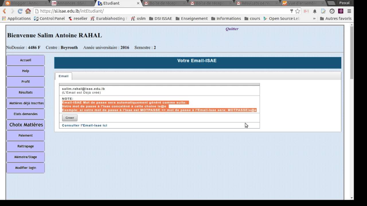 ISSAE Cnam Liban : Création automatique mail @isae.edu.lb pour les ...
