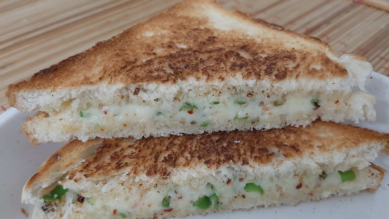 Cheese Chillie Toasted Sandwich•exciting tip•yummy•Quick Snack• crispy ...