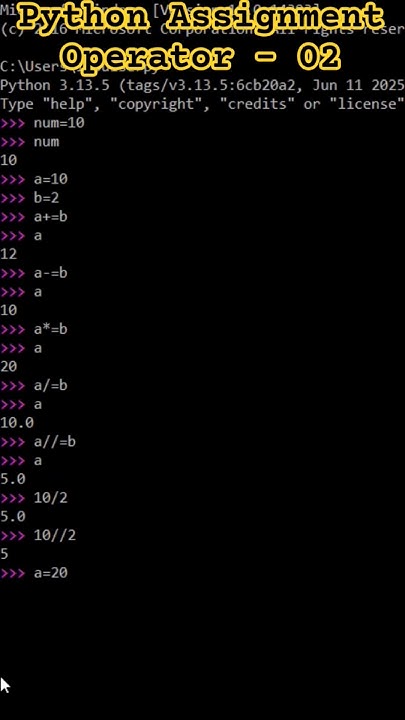 Python Tutorial | Assignment Operator - 02 #python #pythontutorial #pythonprogramming # ...