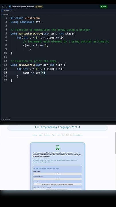 C++ task 3 pointers and arrays #shorts #coding #computerscience #c #all #python #frontendcourse ...