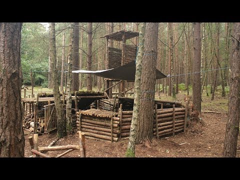 Bushcraft & Fishing - Catch and Cook Smoked Fish at the Log Fort Camp