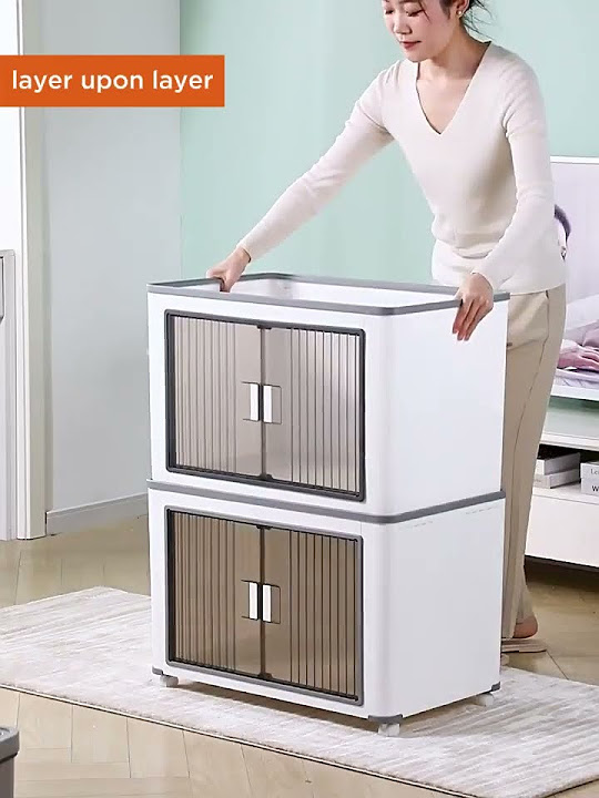 Joybos® Dual Doors Collapsible Stackable Storage Bins F215 - YouTube