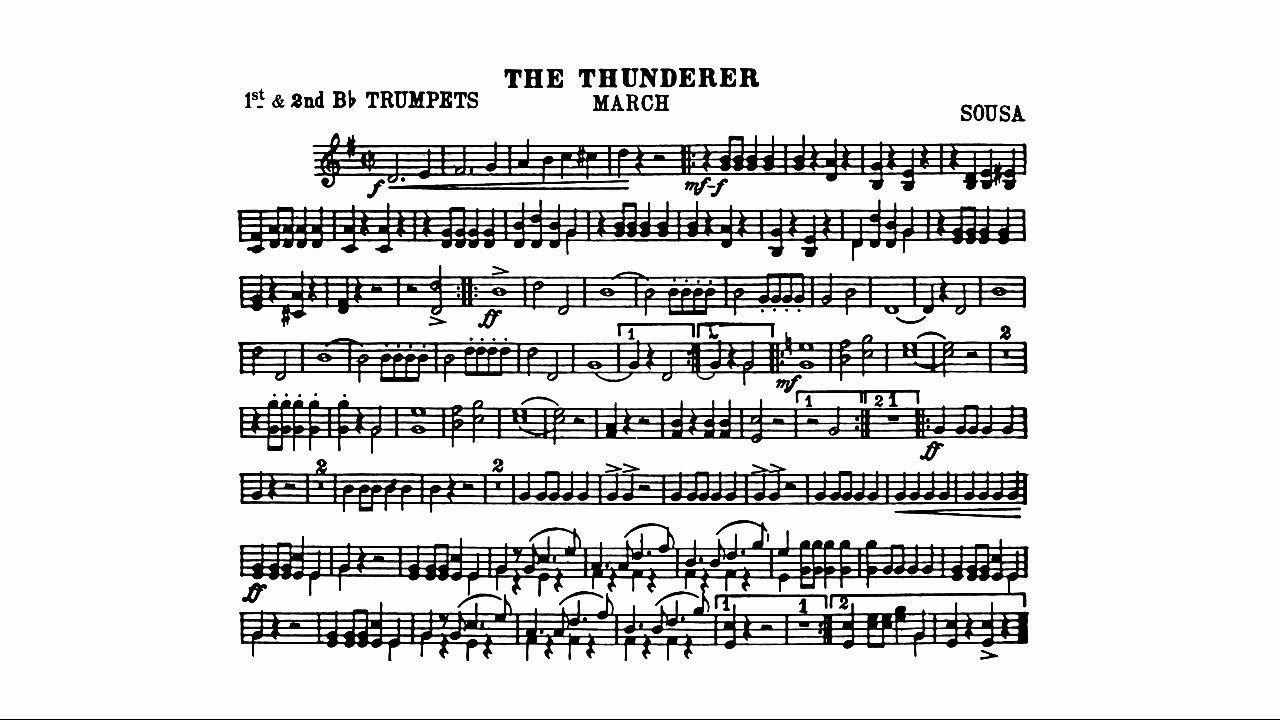The Thunderer March: : John Philip Sousa - 1st and 2nd B flat Trumpet ...