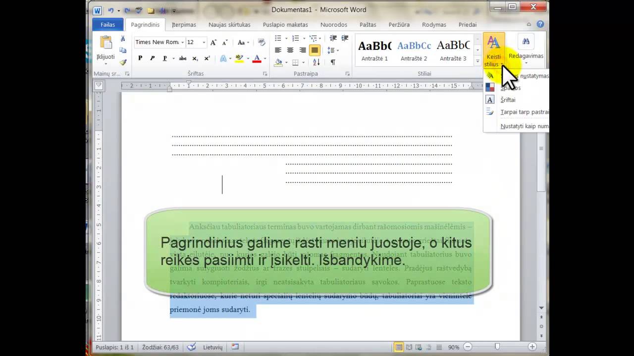 MS Word pamokos (stilius, tabuliatorius)M - YouTube