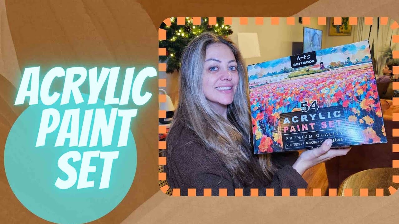 54 Pieces Acrylic Paint Set with Tabletop Easel Stand - YouTube