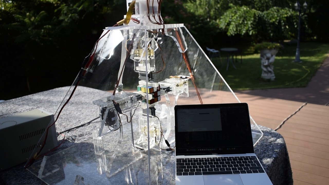 Rubik's Cube Solver Robot - Pyramid Shape Made of Acrylic - YouTube