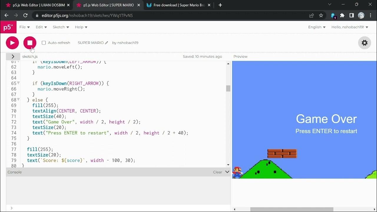 Game Super Mario menggunakan p5js. - YouTube