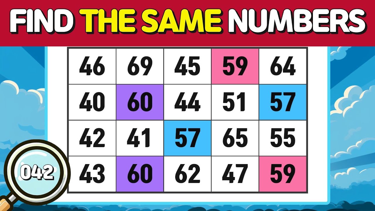 🔎Find the same numbers #042 - YouTube